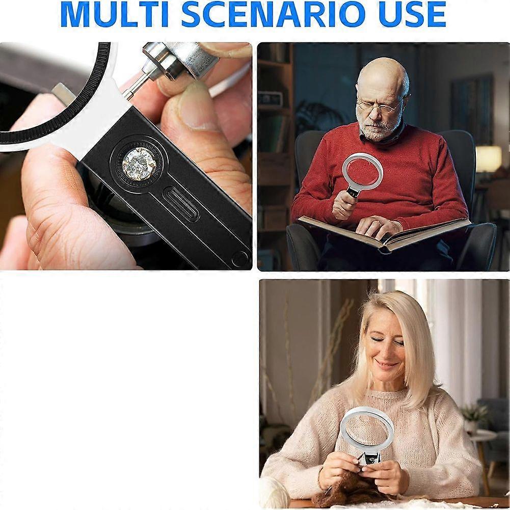 40 X 30 X 10 Times Magnifying Glass, 36 LED Light-Emitting Magnifier, Suitable for Elderly ...