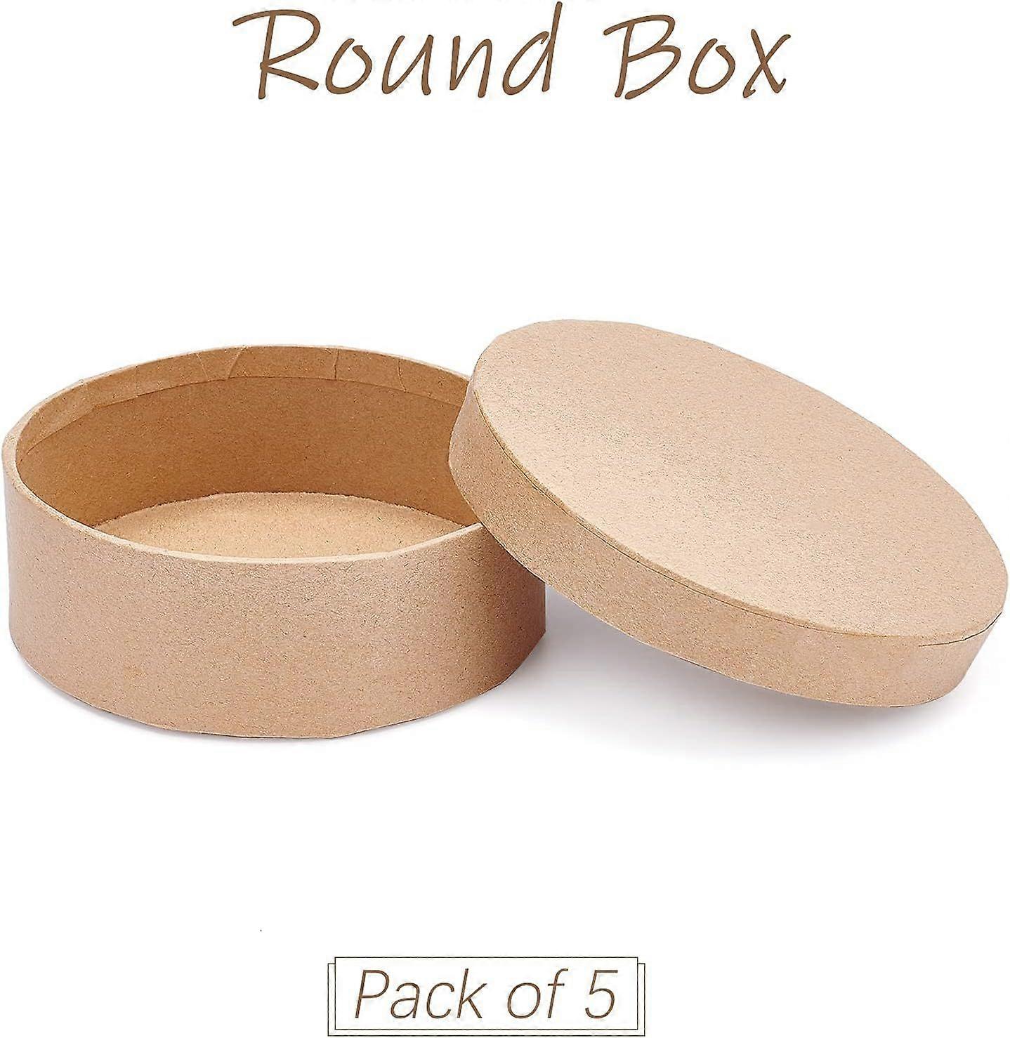 5 Sizes Papier Mache Flat Round Boxes Nesting Stacking Craft Paper Gift ...