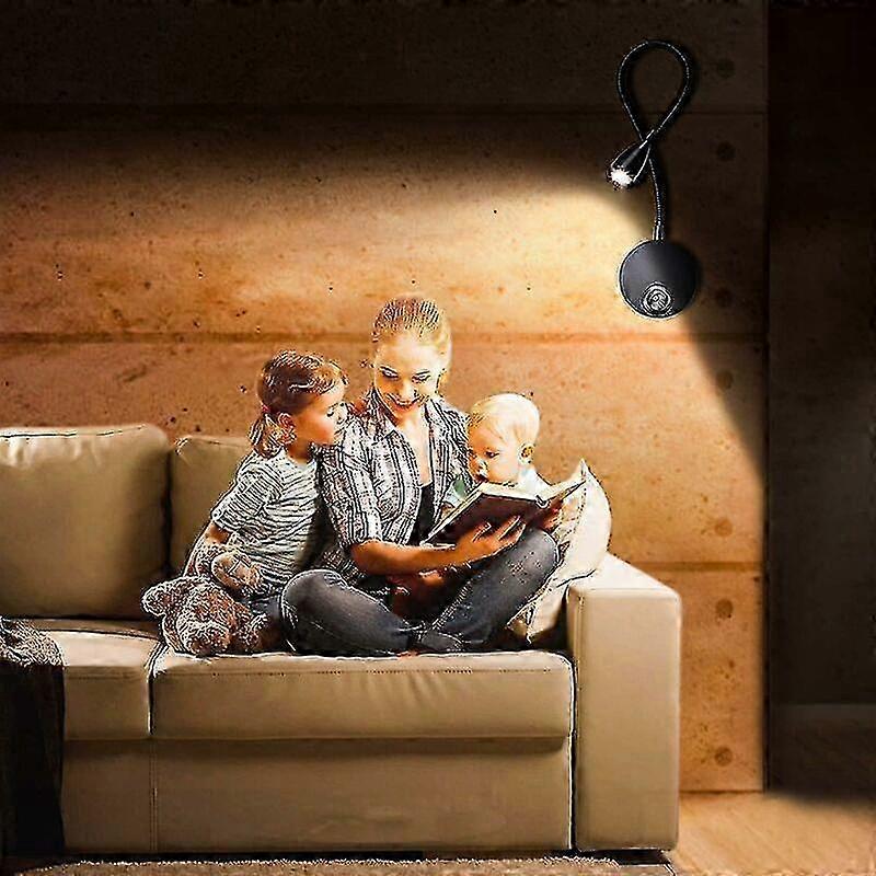 3 Pack of Wall-Mounted LED Reading Lamps with 3W Warm White Light and ...