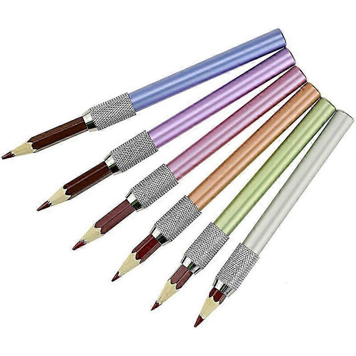 6PCS Metal Color Rod Single-End Pencil Extender Pencil Extender Pen ...