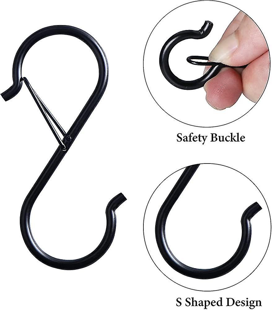 10 Pack S-krokar för hängande svarta S-krokar Kraftiga metallkrokar med ...