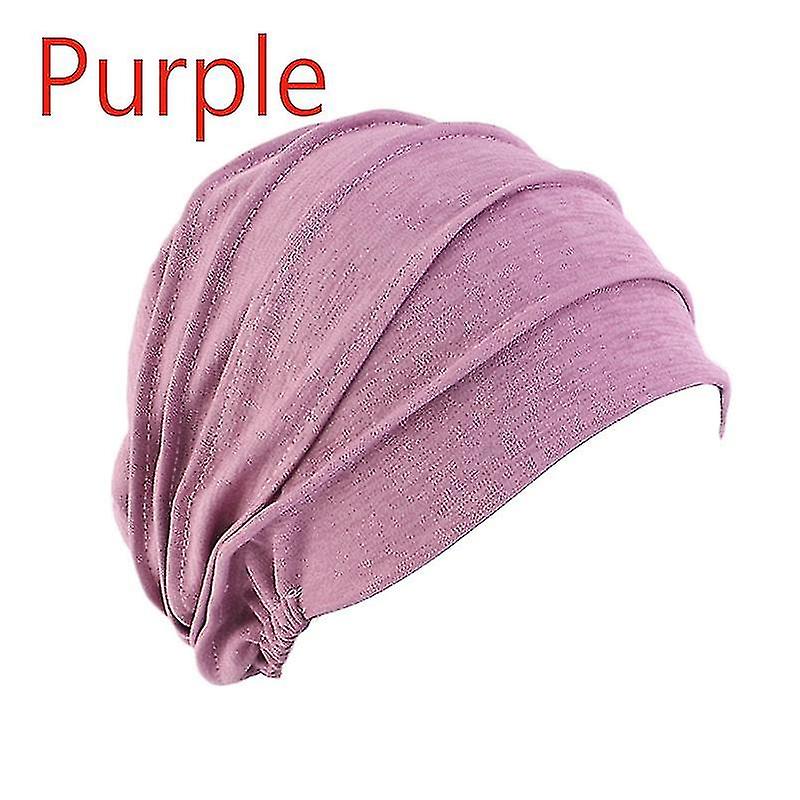 Women Cotton Elastic Beanie Soft Turban Bonnet Head Wrap Hedging Louver ...