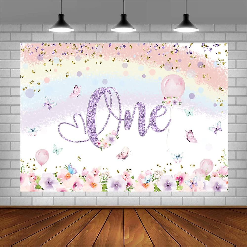7x5ft Happy 1st Birthday Backdrop For Girl Princess Colorful Flowers ...