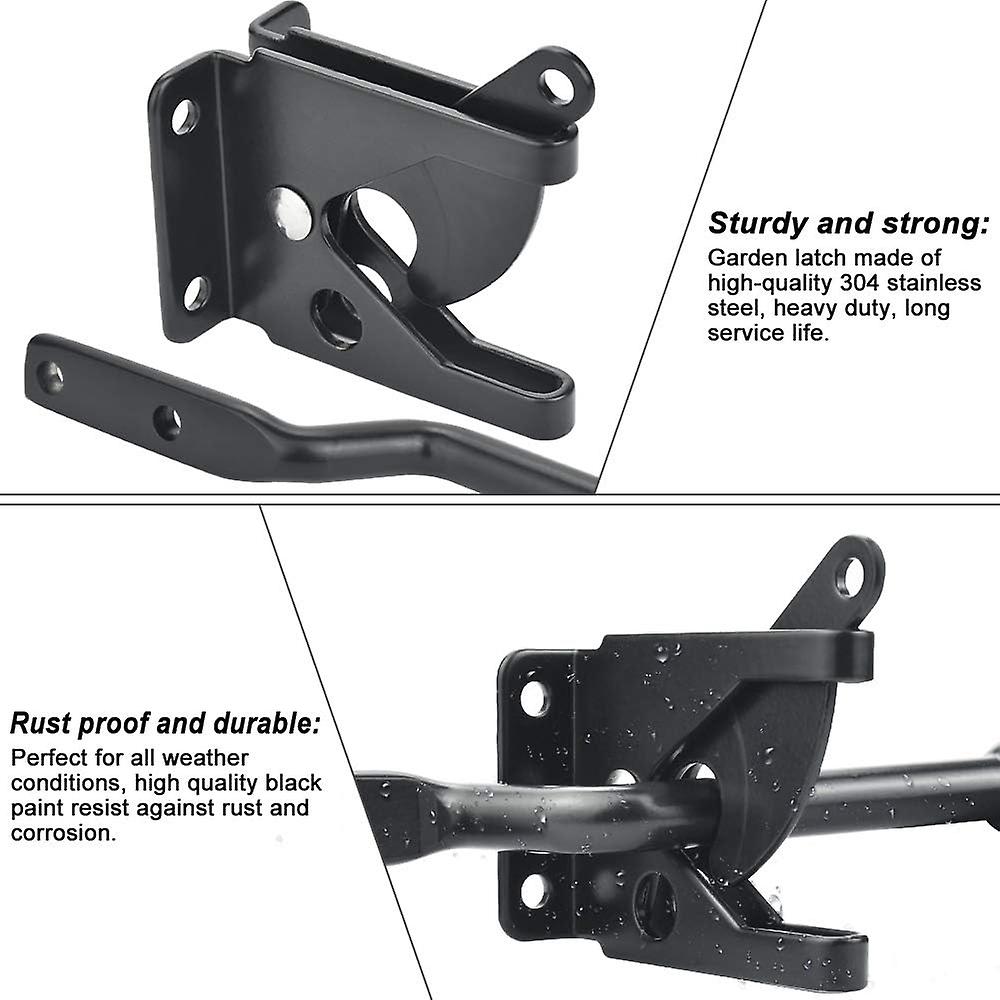 Stainless Steel Gate Latch Automatic Gravity Lever Auto Black Gate ...