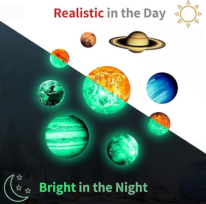 Luminous Stickers 9pcs Planets Luminous Stars Solar System Planets ...