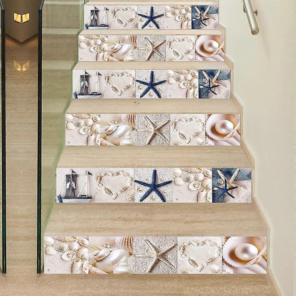 10pcs Tile Stickers, Summer Beach Starfish Shells, Self-Adhesive Peel ...