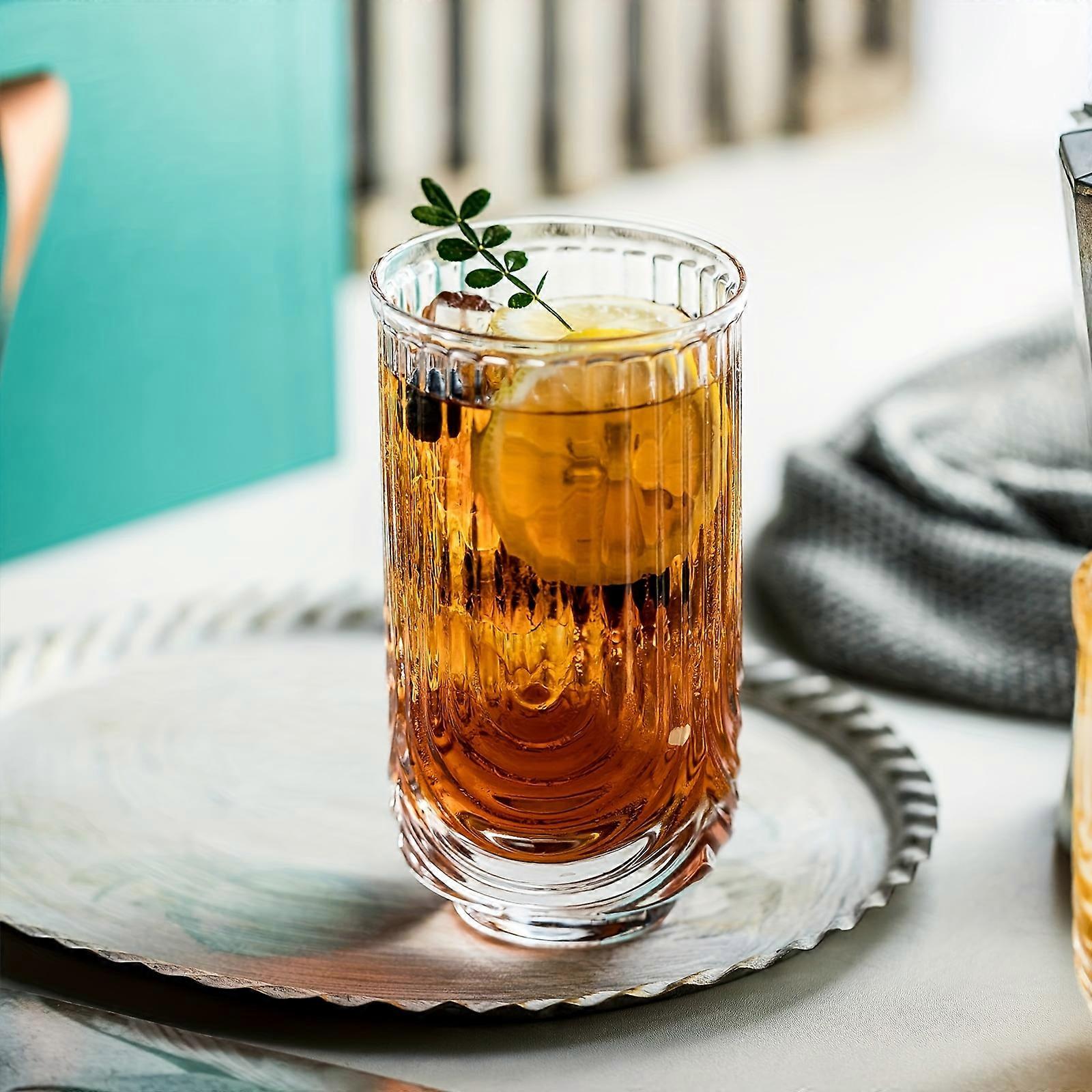 4pcs, Drinking Glasses, U Shaped Pattern Glass Cups, Vintage Drinking ...