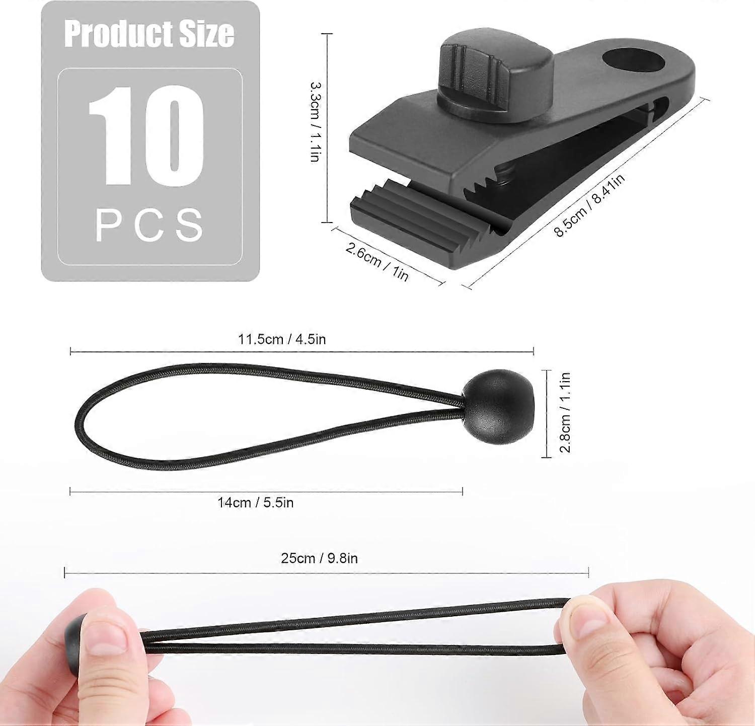 10 Pack Heavy Duty Tarp Clips with 10 Ball Tarp Bungee Cords, Tent ...