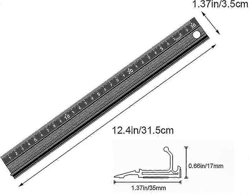 30cm Raised Grip Aluminium Ruler - Black | Fruugo UK