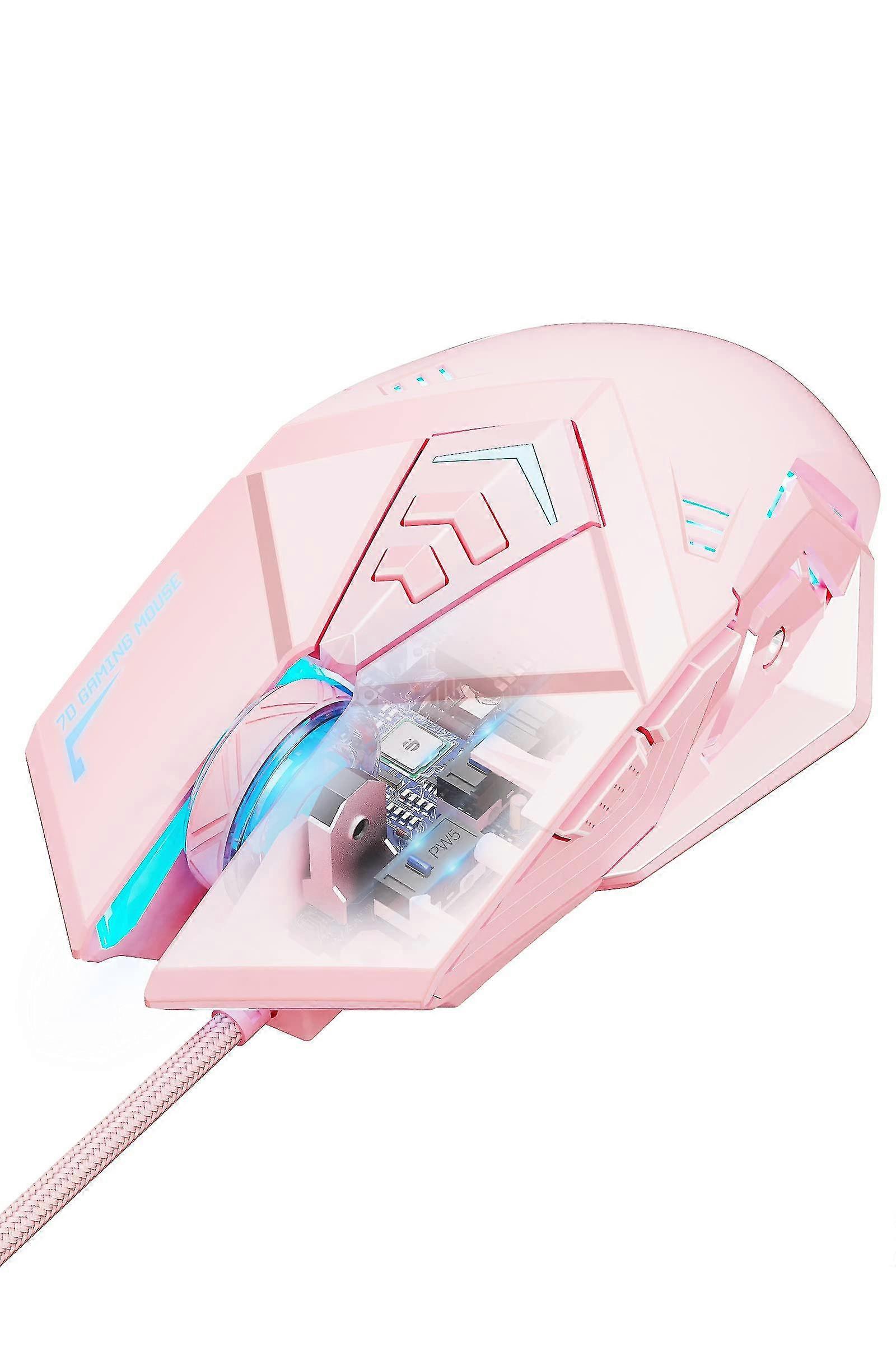Pink Gaming Mouse.optical Wired Usb Mouse.rgb Backlight.4 Levels ...