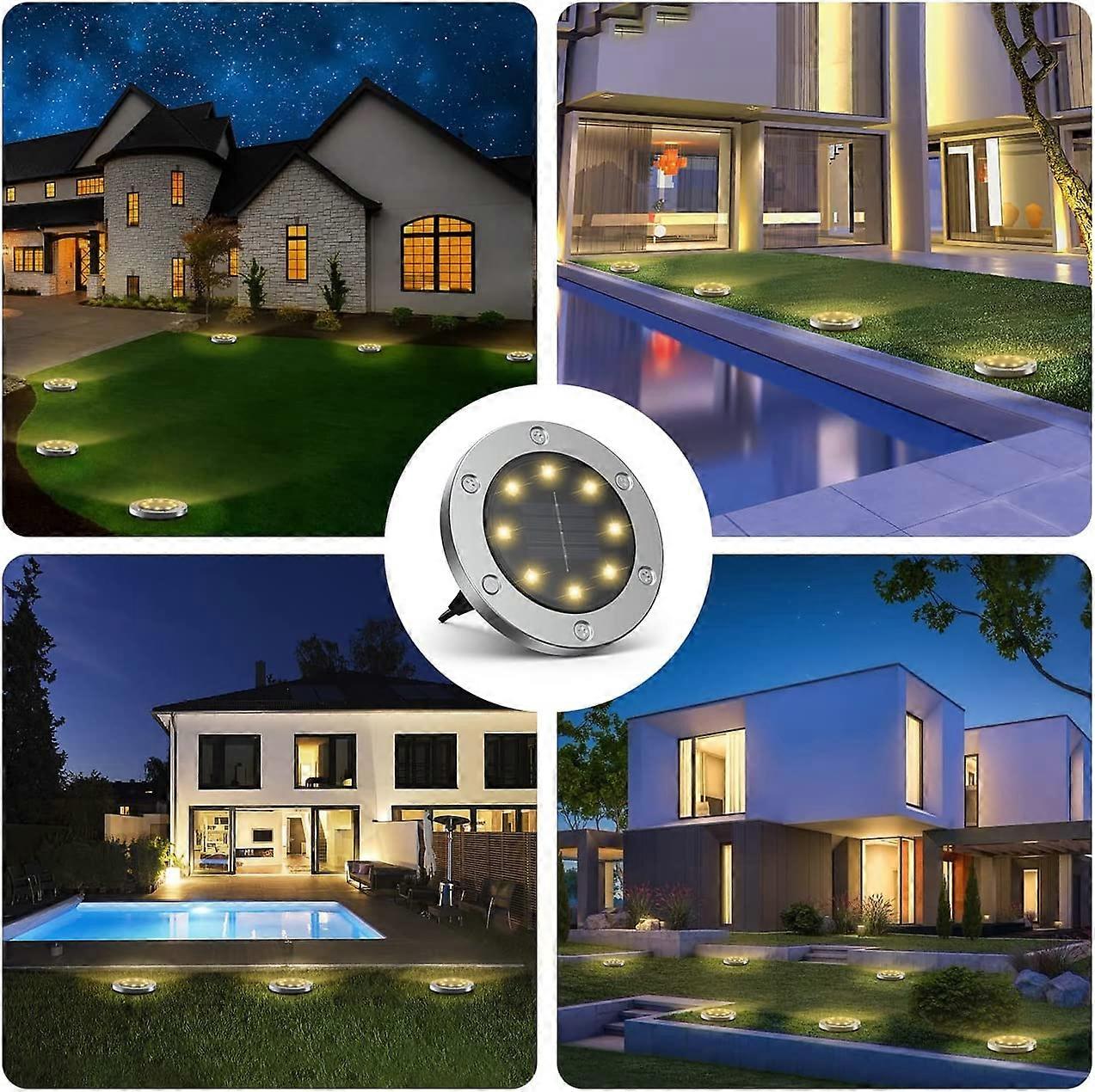 Outdoor solar light, gabless outdoor solar light 8 Pieces, 8LED outdoor ...