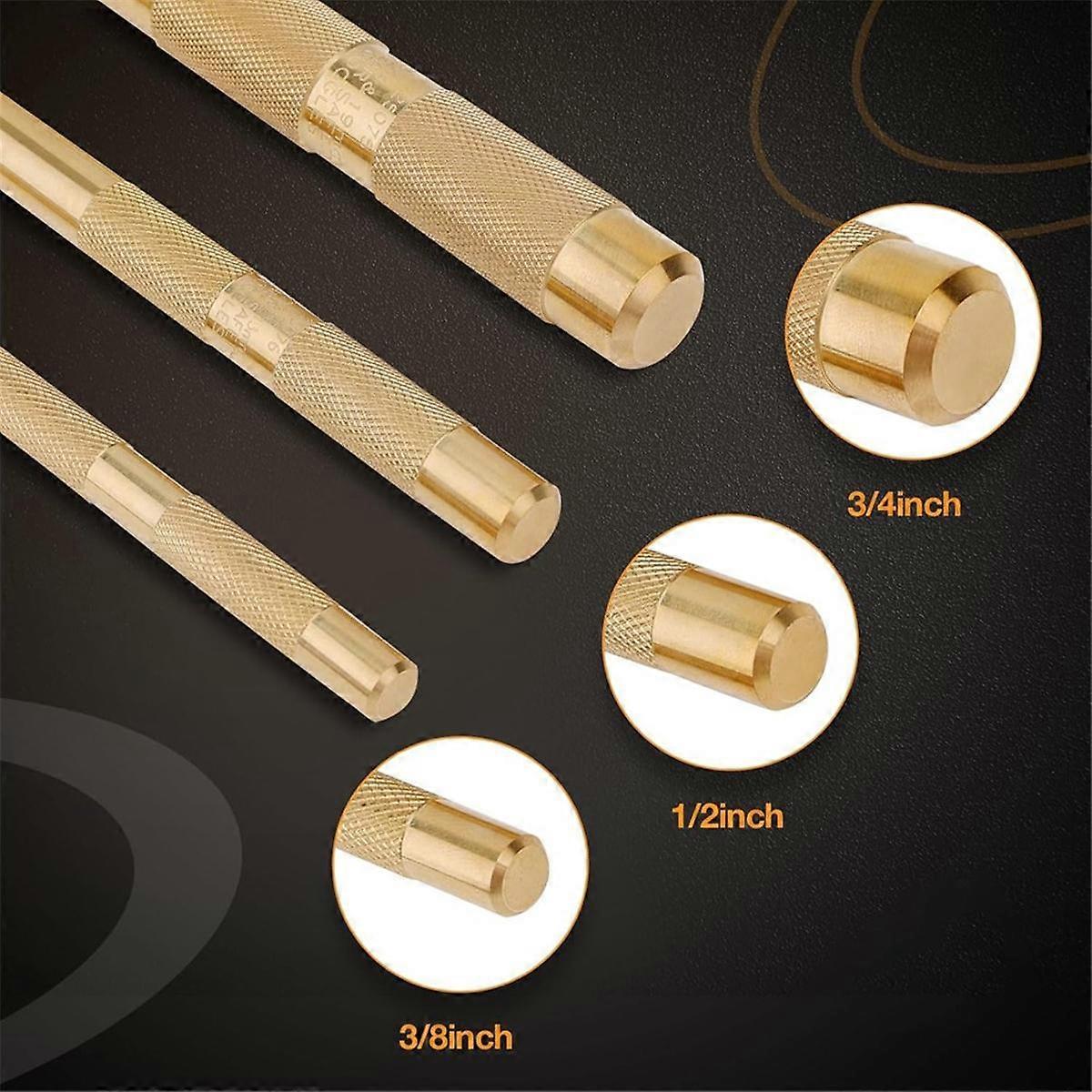 Brass Drift Punch Set, 25075 25076 25077 Brass Punches 3-Piece with 3/4 ...