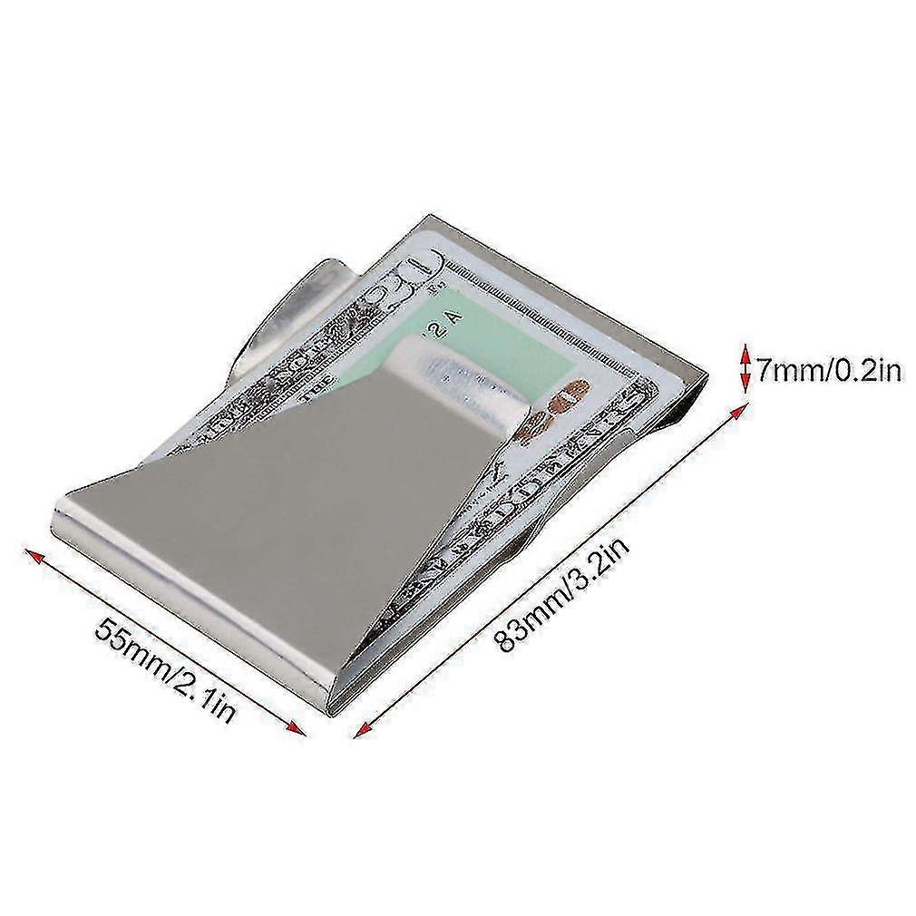 Slim Money Clip Double Sided Cash Credit Card Holder Wallet Stainless ...
