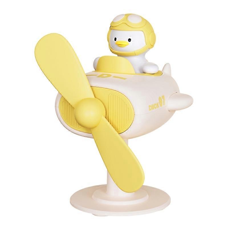 USB Desk Fan Cute Little Yellow Duck Pilot Shape USB Powered Small ...