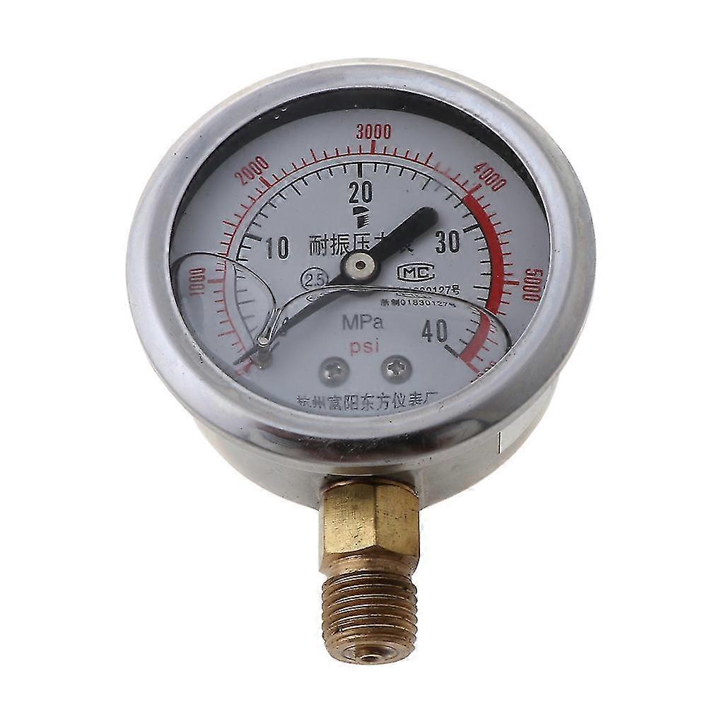 Air Oil Water Hydraulic Pressure Gauge Bottom Mount Pressure Measuring ...