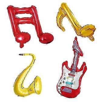 6pcs Musical Instrument Mix Music Note Foil Balloons Aluminum Balloons ...