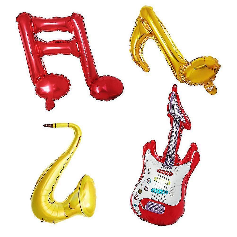 6pcs Musical Instrument Mix Music Note Foil Balloons Aluminum Balloons ...