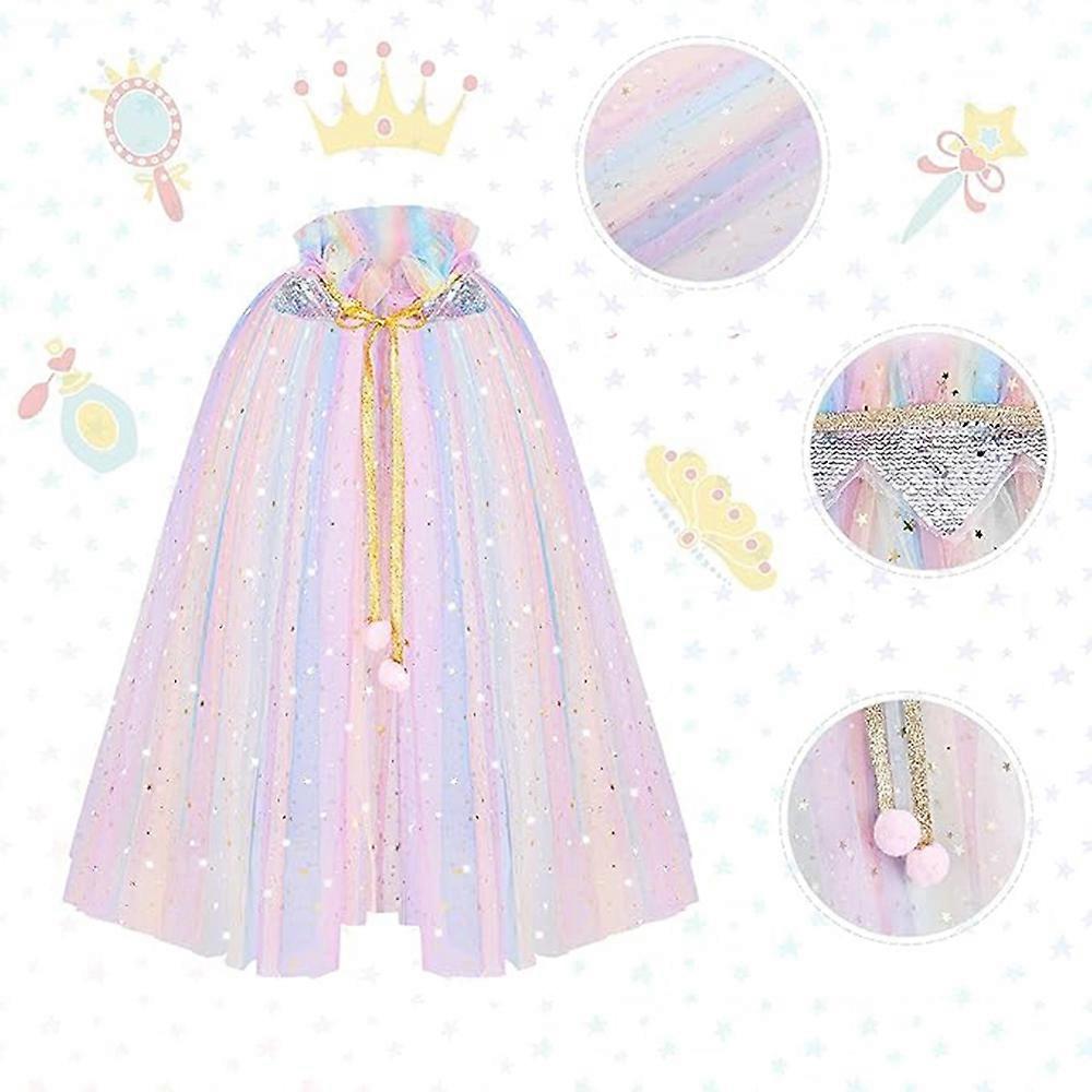 Princess Cape Children Girls Princess Costume with Crown, Halloween ...