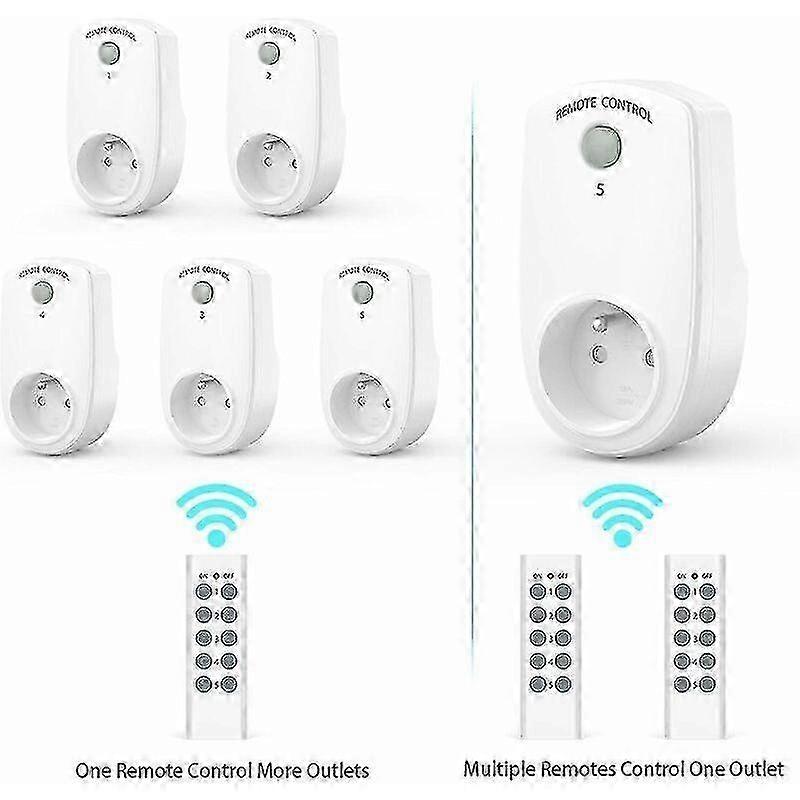 Set of 5 Programmable Electrical Socket, Wireless Remote Control Socket ...