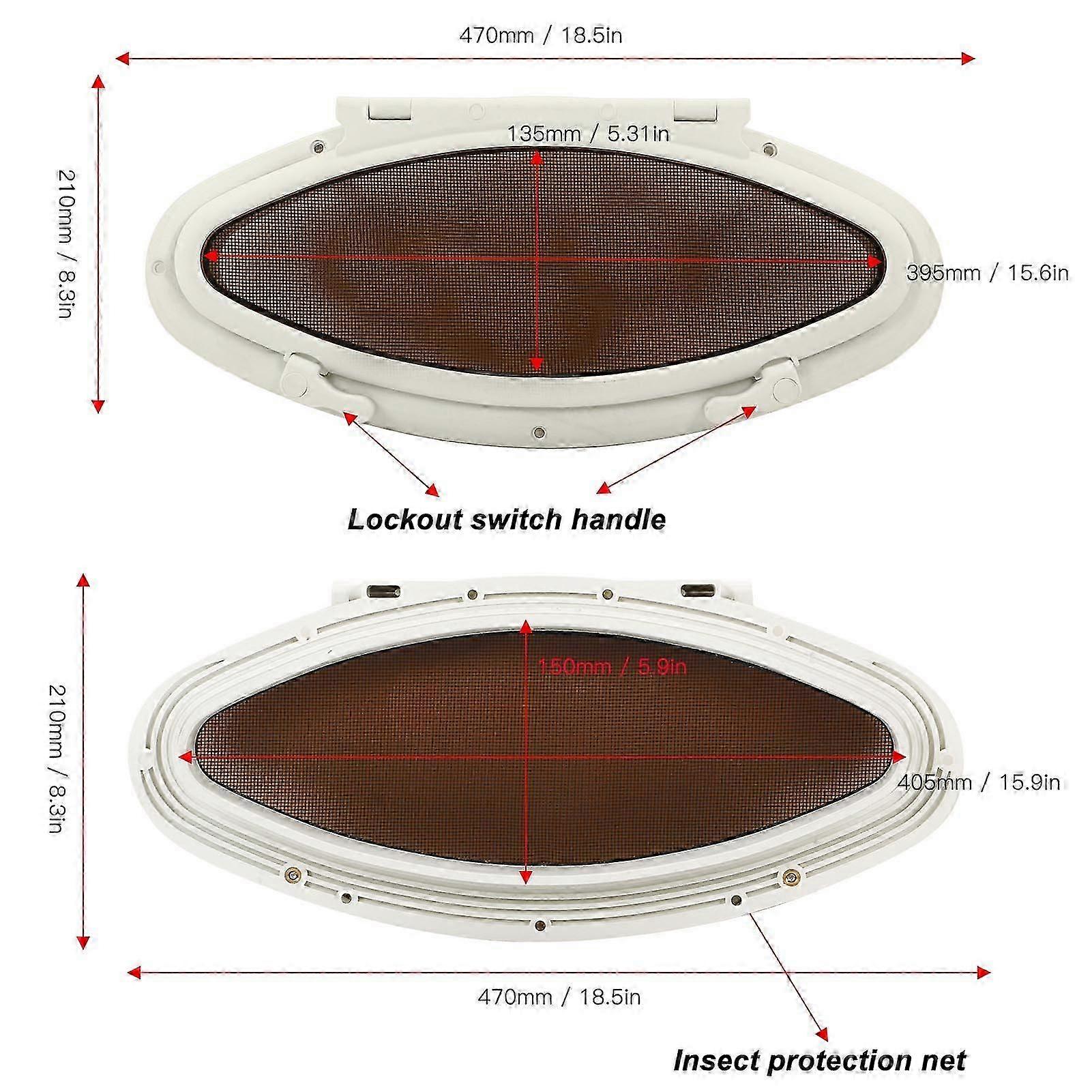 Marine Portlight Window Internal Opening UV Resistant Waterproof Oval ...