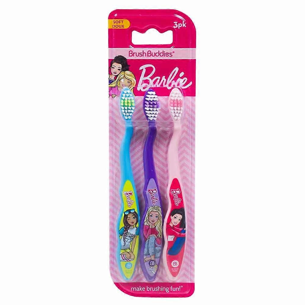 3 Pack Brush Buddies Barbie Toothbrush Soft Bristles Toothbrushes Kids ...