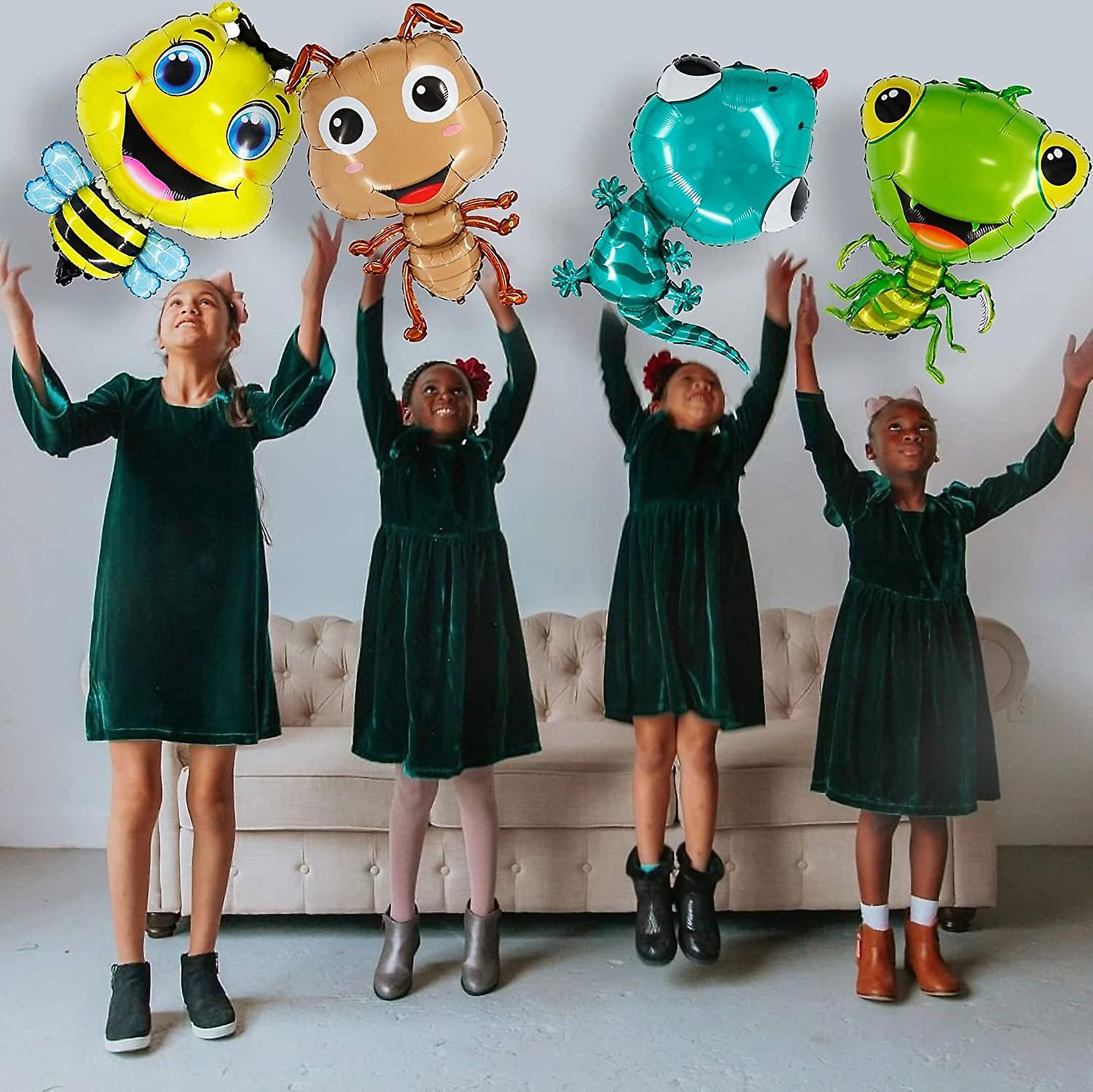 4 Pack 18 Inch Cute Insect Animal Foil Balloons Bee Gecko Snail Mantis ...