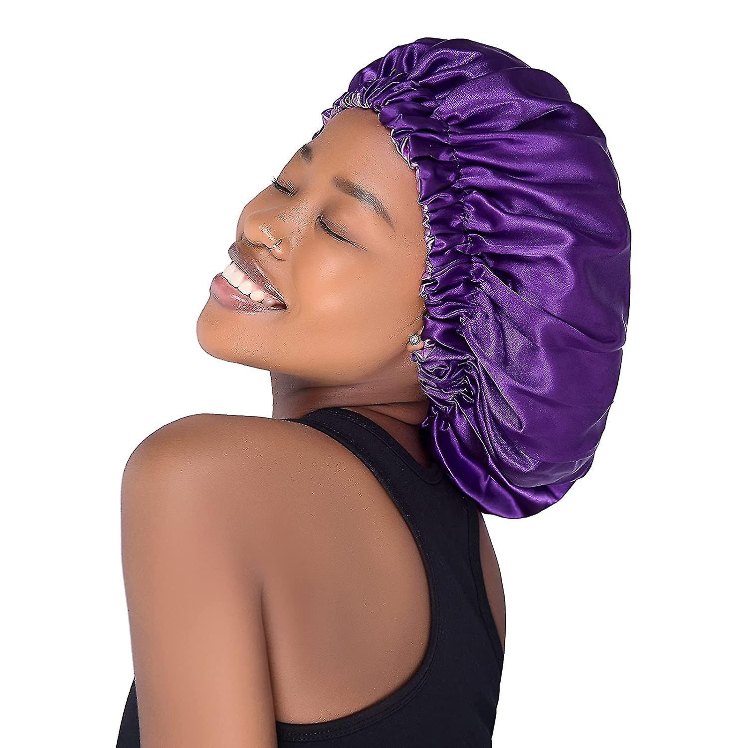 Satin Cap Sleeping Cap - Oversized Double Layer Double Sided Adjustable ...