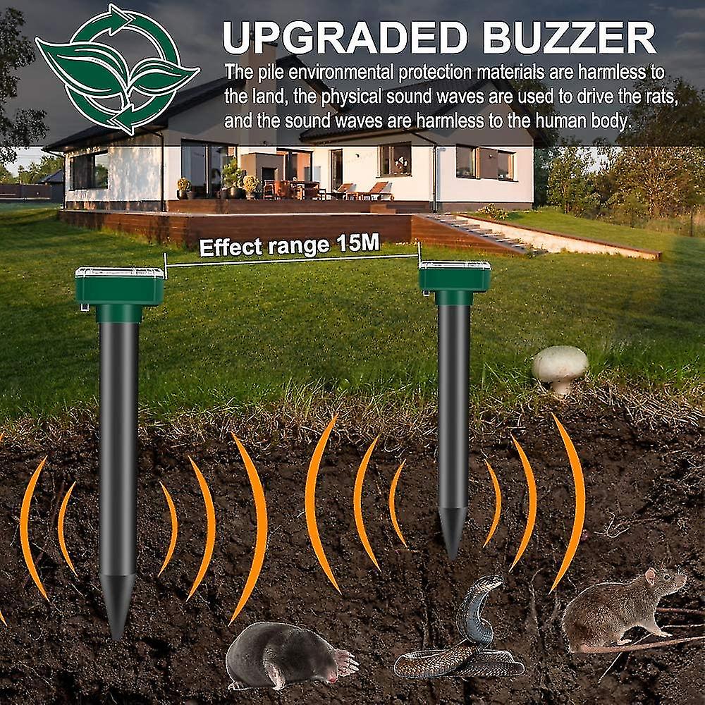 4 Pack Solar Ultrasonic Mole Repeller, Solar Mole Repeller Mice ...
