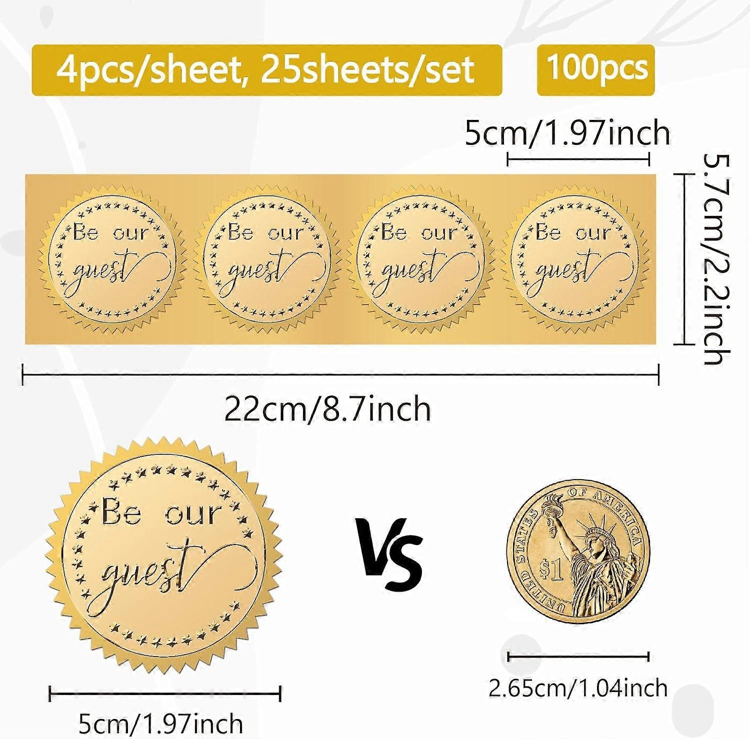 2" Be our Guest Gold Invitation Stickers Self Adhesive Wedding Envelope ...