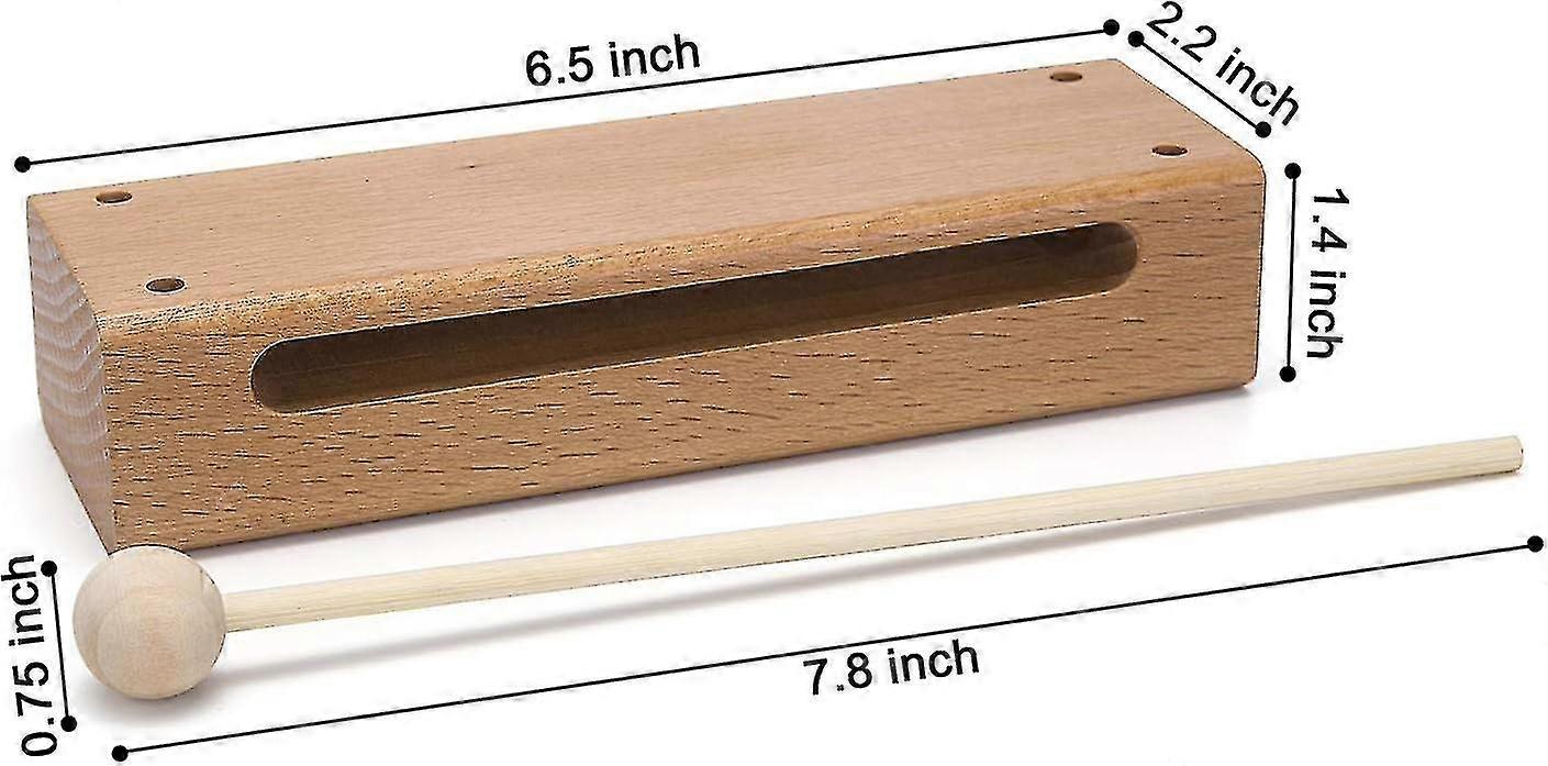 Wood Block Musical Instrument With Mallet Solid Hardwood Percussion ...