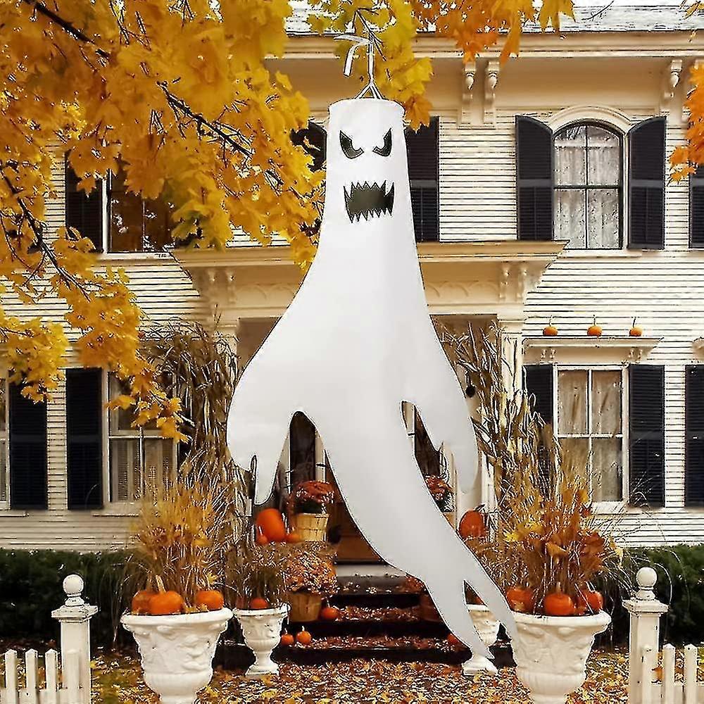 For Halloween Windsock Ghost Flag, 47inch Halloween Hanging Flag ...