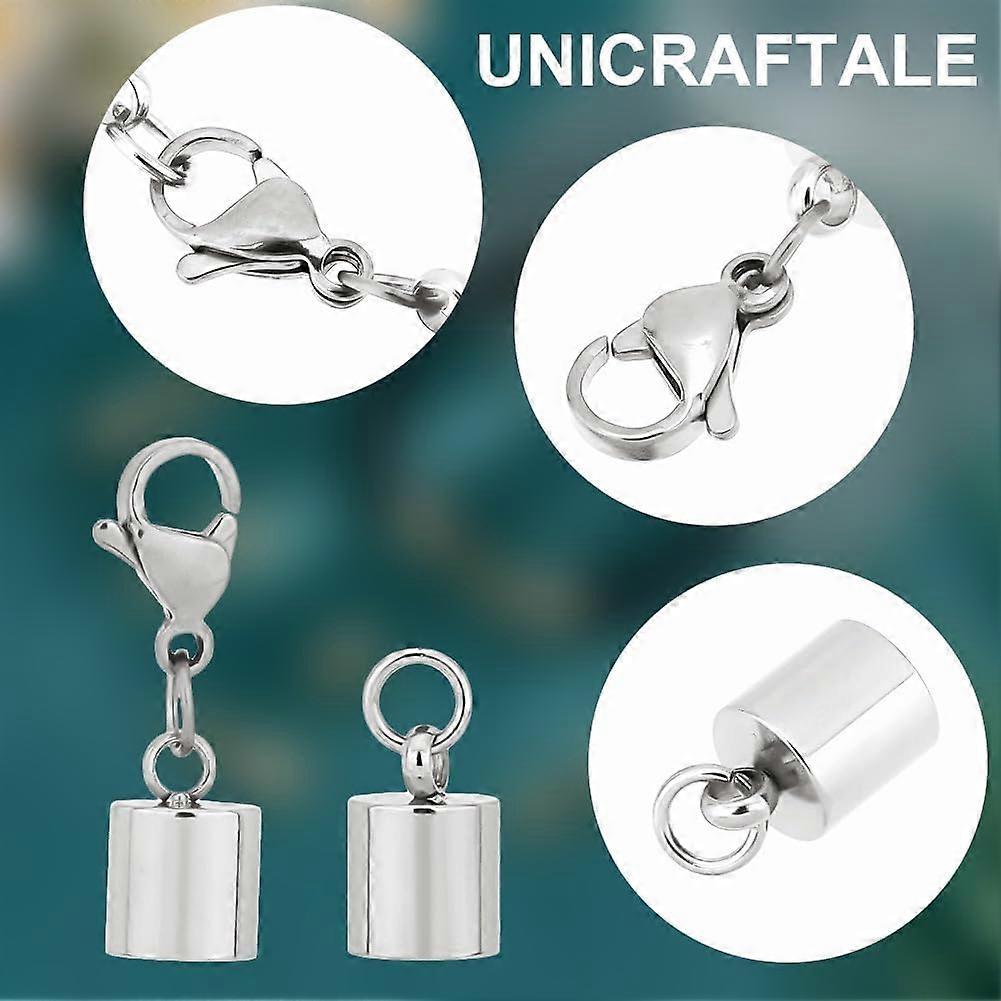 20 Pairs Stainless Steel Cord Ends Caps Connector with Jump Rings and ...