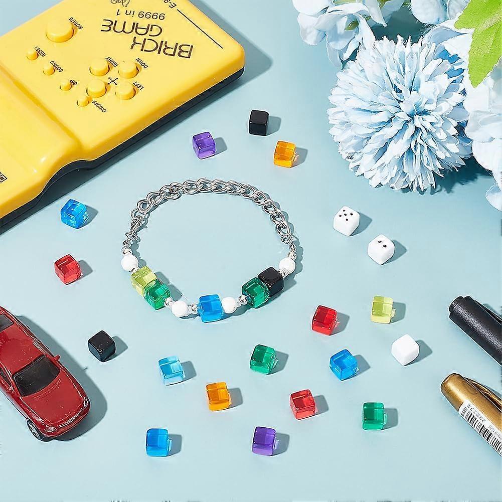 140Pcs 7.5mm Blank Dice Acrylic Dice Cubes Assorted Color No Hole Beads ...