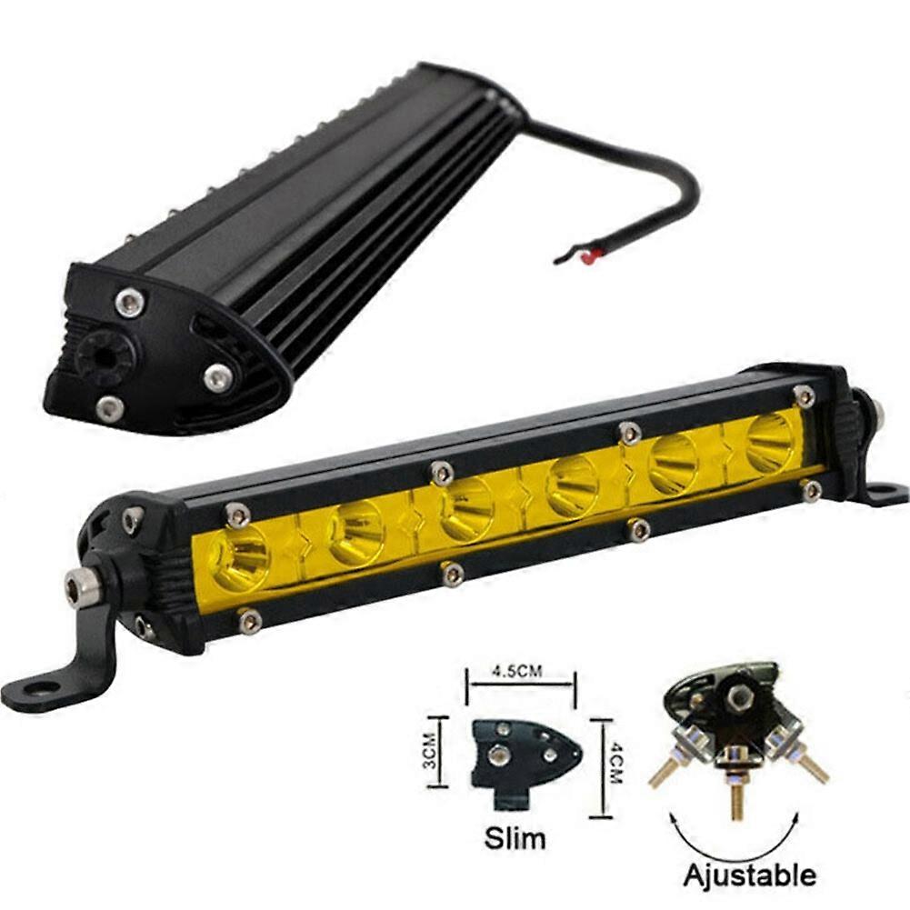 2Pcs 7Inch 6 LED 18W Yellow LED Working Light Spotlight Daytime Running ...
