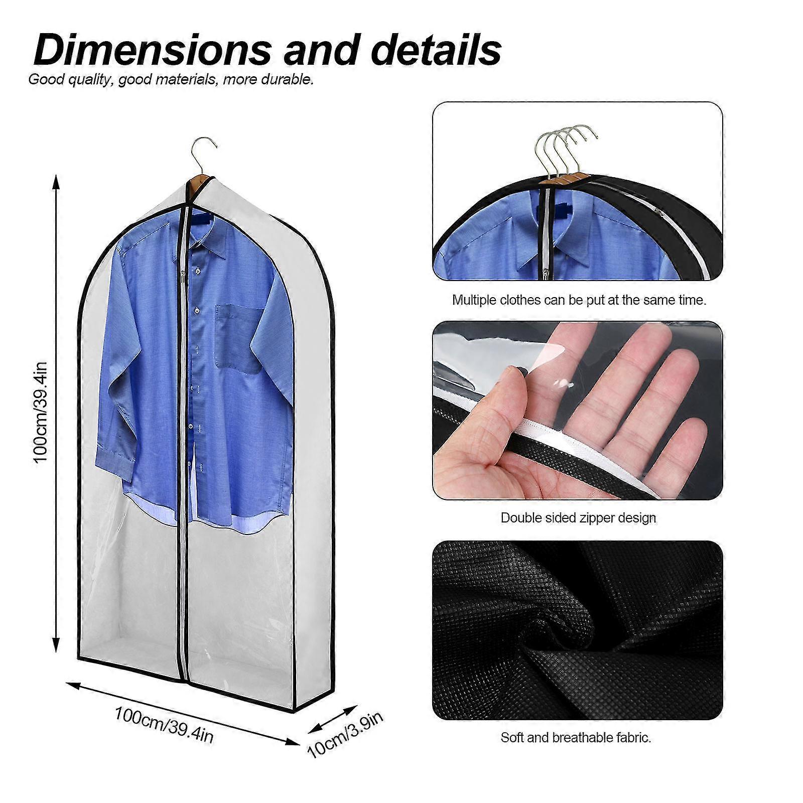 39in Garment Bags For Hanging Clothes Storage With Clear Cover For ...