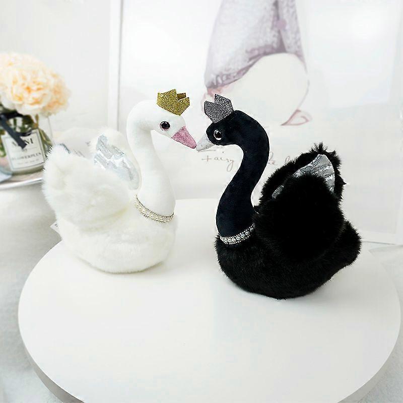 GaiBoSi28cm white and black swan plush toy stuffed soft animal crown ...