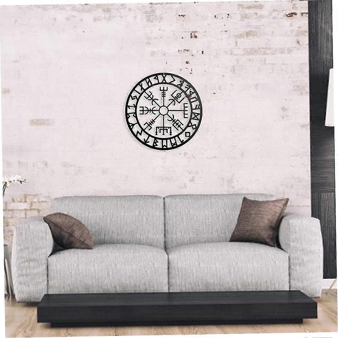 Viking Compass Wall Art, Nordic Compass Sculptures Black Hollow Iron ...