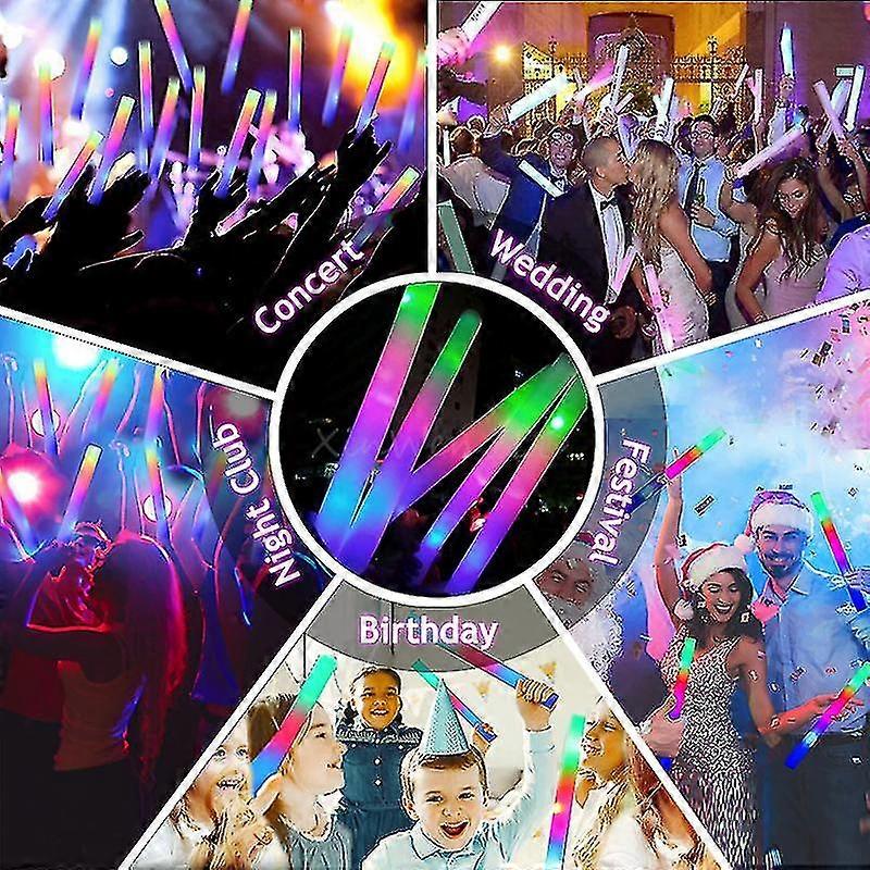 12/15/30/60pcs Bulk Colorful Led Glow Sticks Rgb Led Glow Foam Stick ...