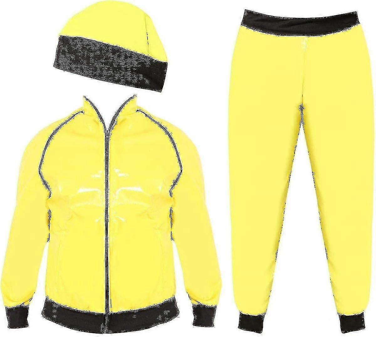 90s Celebrity Costume Adults Yellow & Black Shell Suit | Fruugo UK