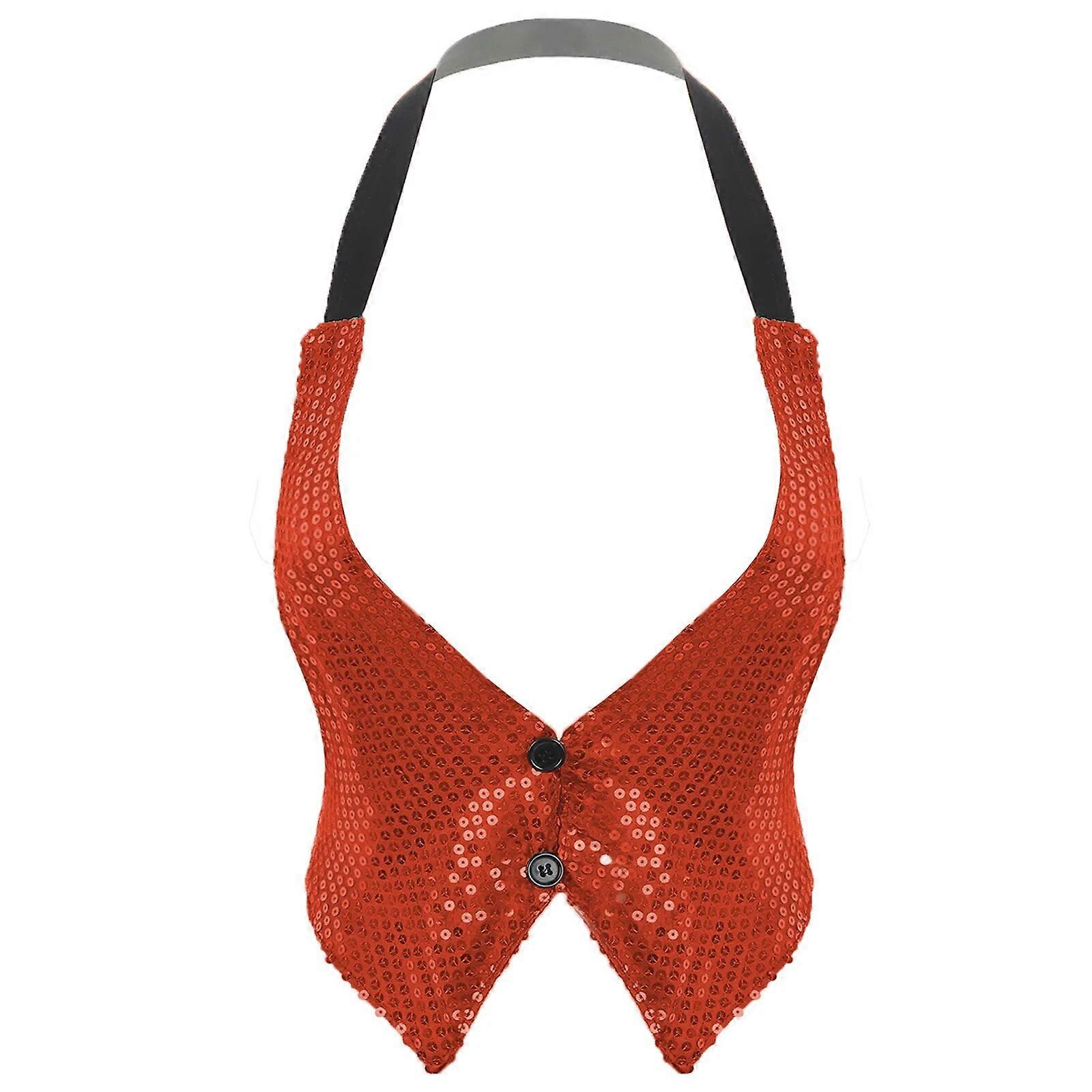 Vests for Womens Glittery Sequin Waistcoat Halter Neck Self-Tie ...