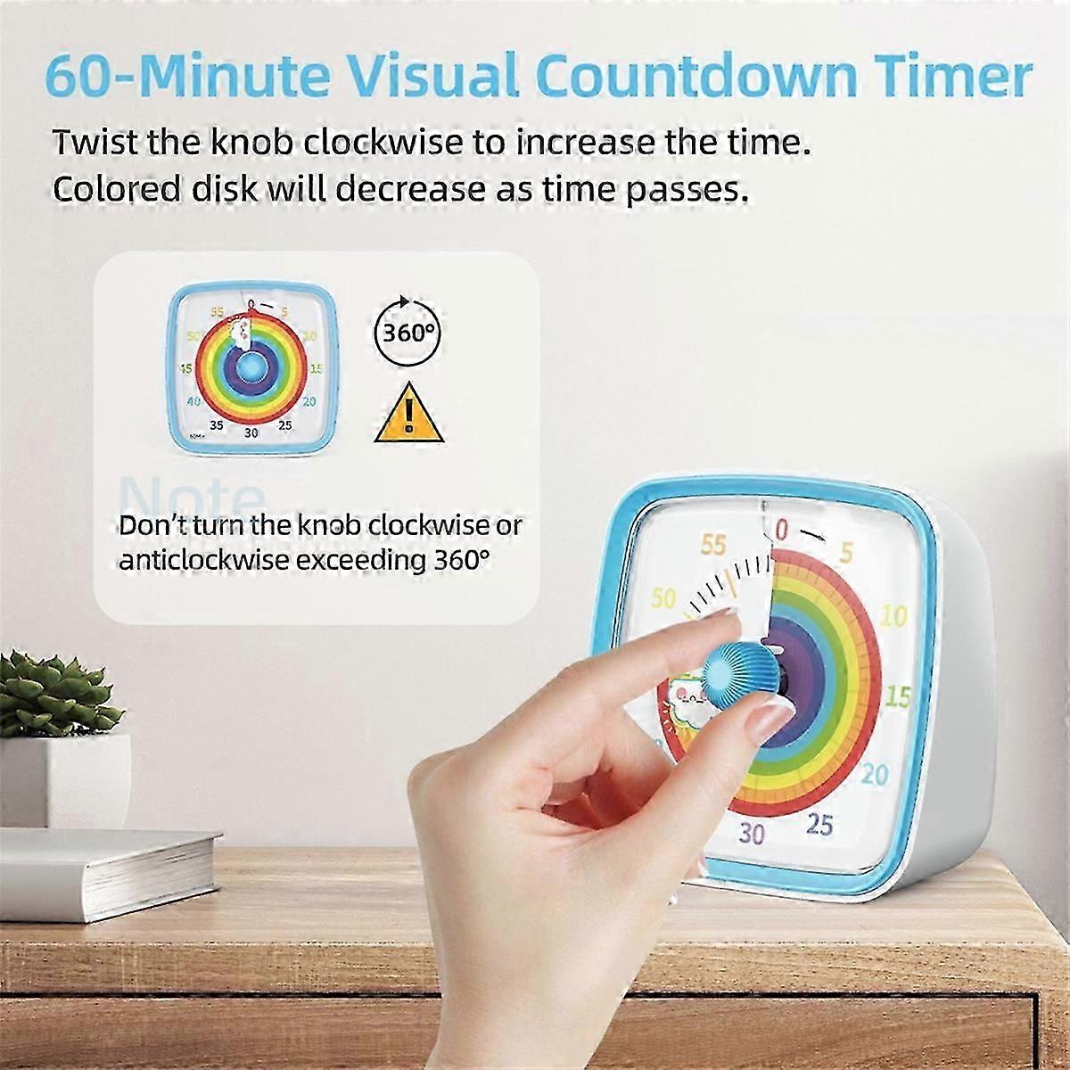 60-Minute Visual Timer with Night Light, Countdown Timer,Pomodoro Timer ...