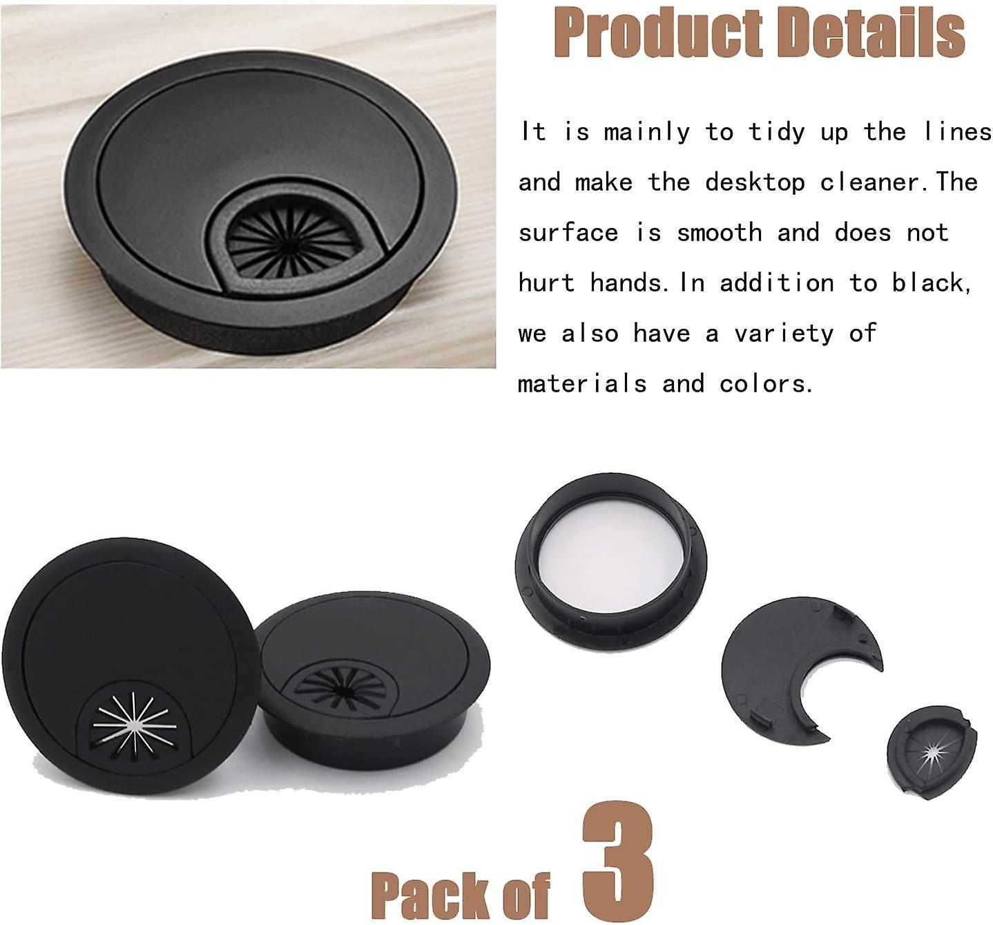 Set of 3 Desk Grommets Cables, Cable Passage Diameter 60 mm, Desk Duct ...