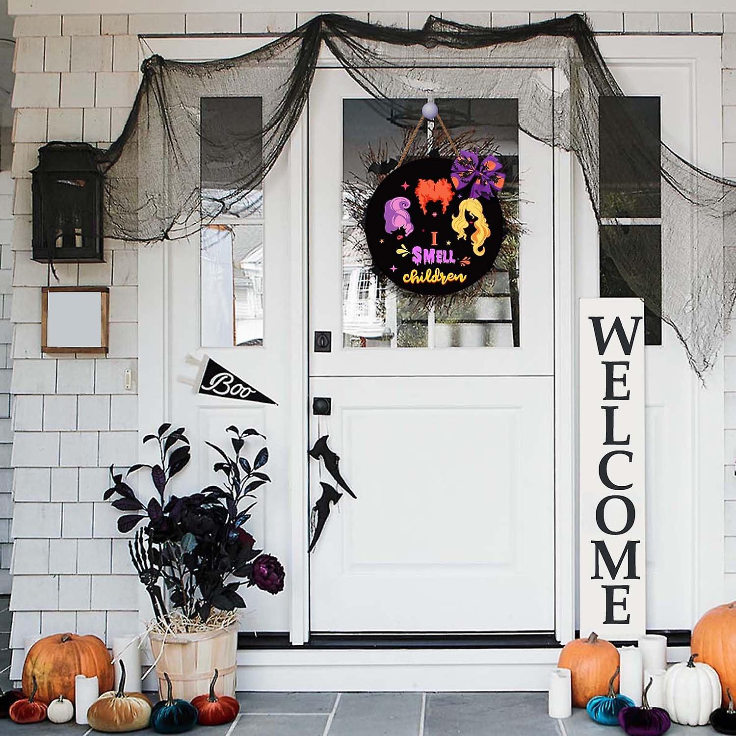 Halloween Door Sign Welcome Hanging Sign Witches Theme,round Halloween ...