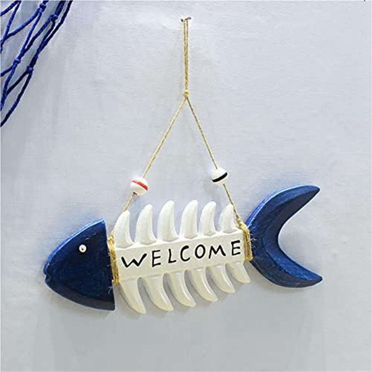 Fish Bone Welcome Sign Fish Wall Decor Mediterranean Beach- Welcome ...