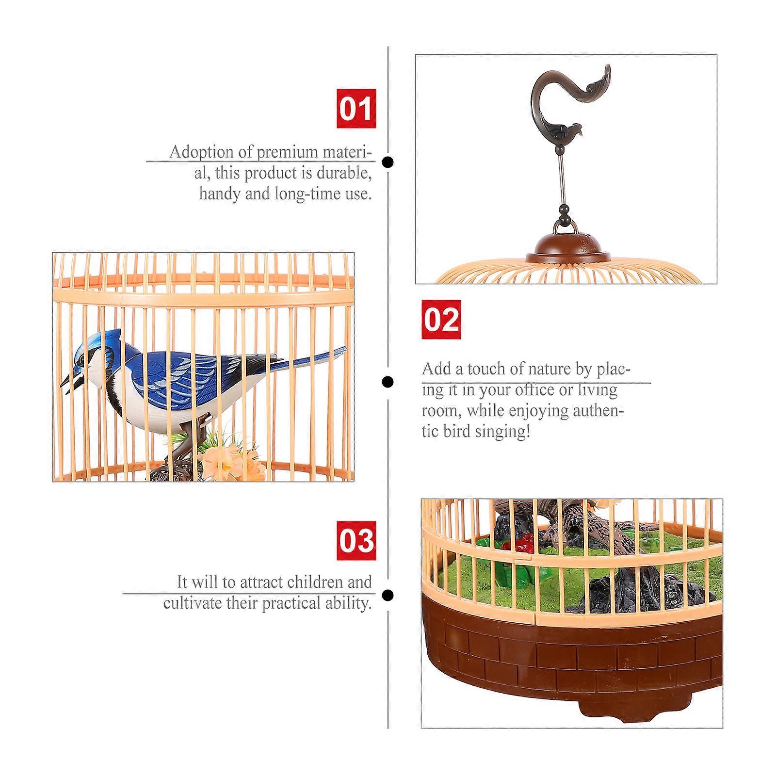 Creative Singing Chirping Bird in Cage Sound Activated Battery Operated ...