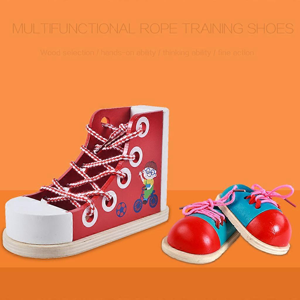 Training Exercise Shoes Lacing Wooden String Rope Shoes Early Teaching ...