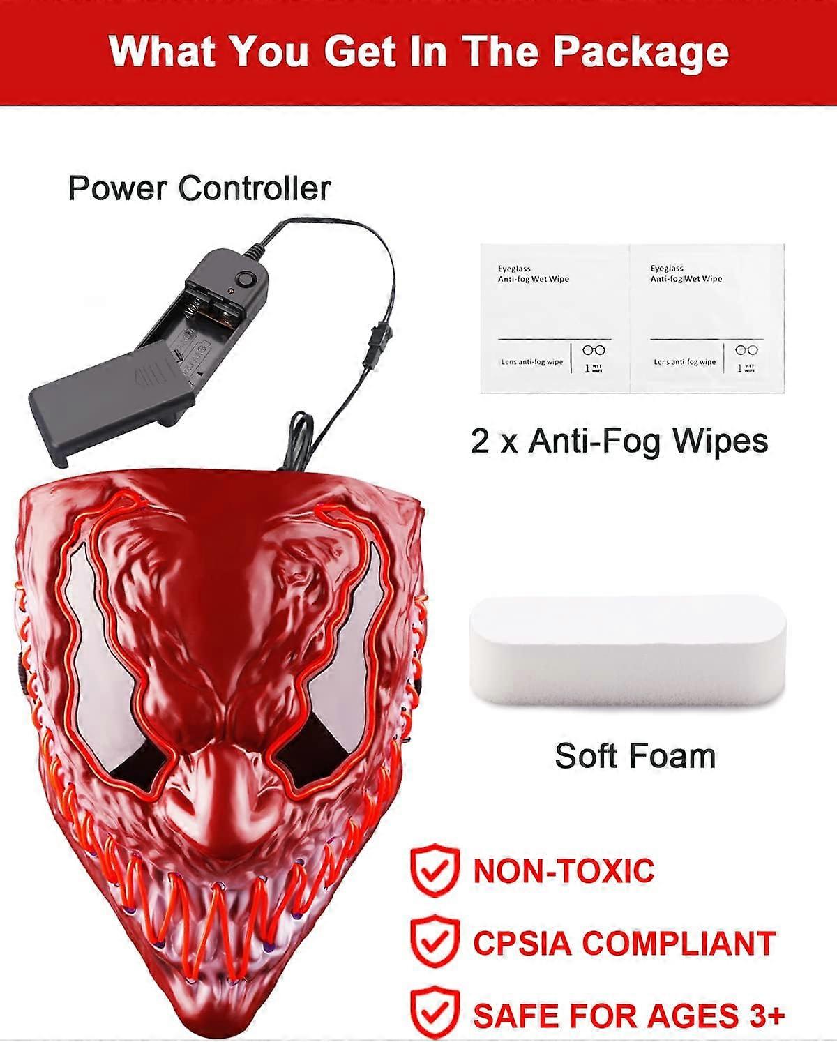 Halloween Mask LED Light Up Mask for Adults Kids, Unique Neon Glow ...