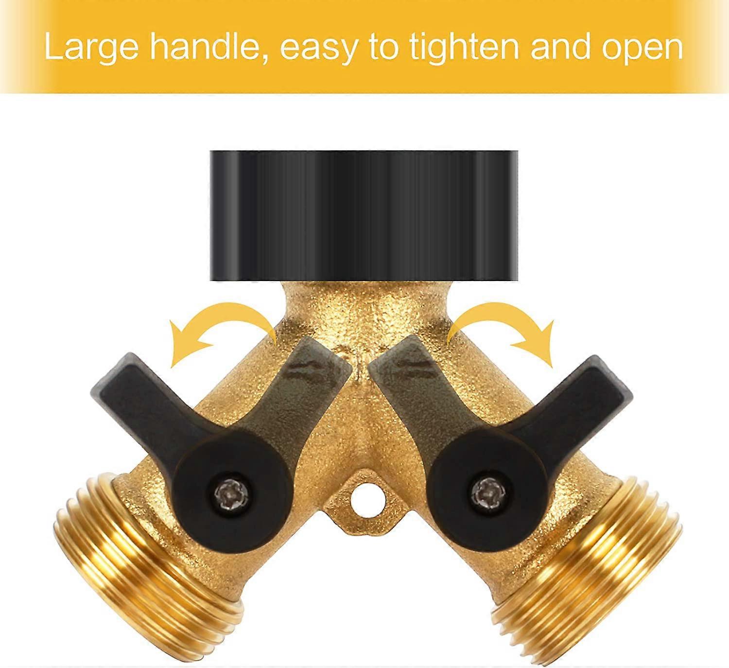 Y Splitter Faucet 1Pcs 3/4 inch Brass 2 Way Splitter with Switch Garden ...