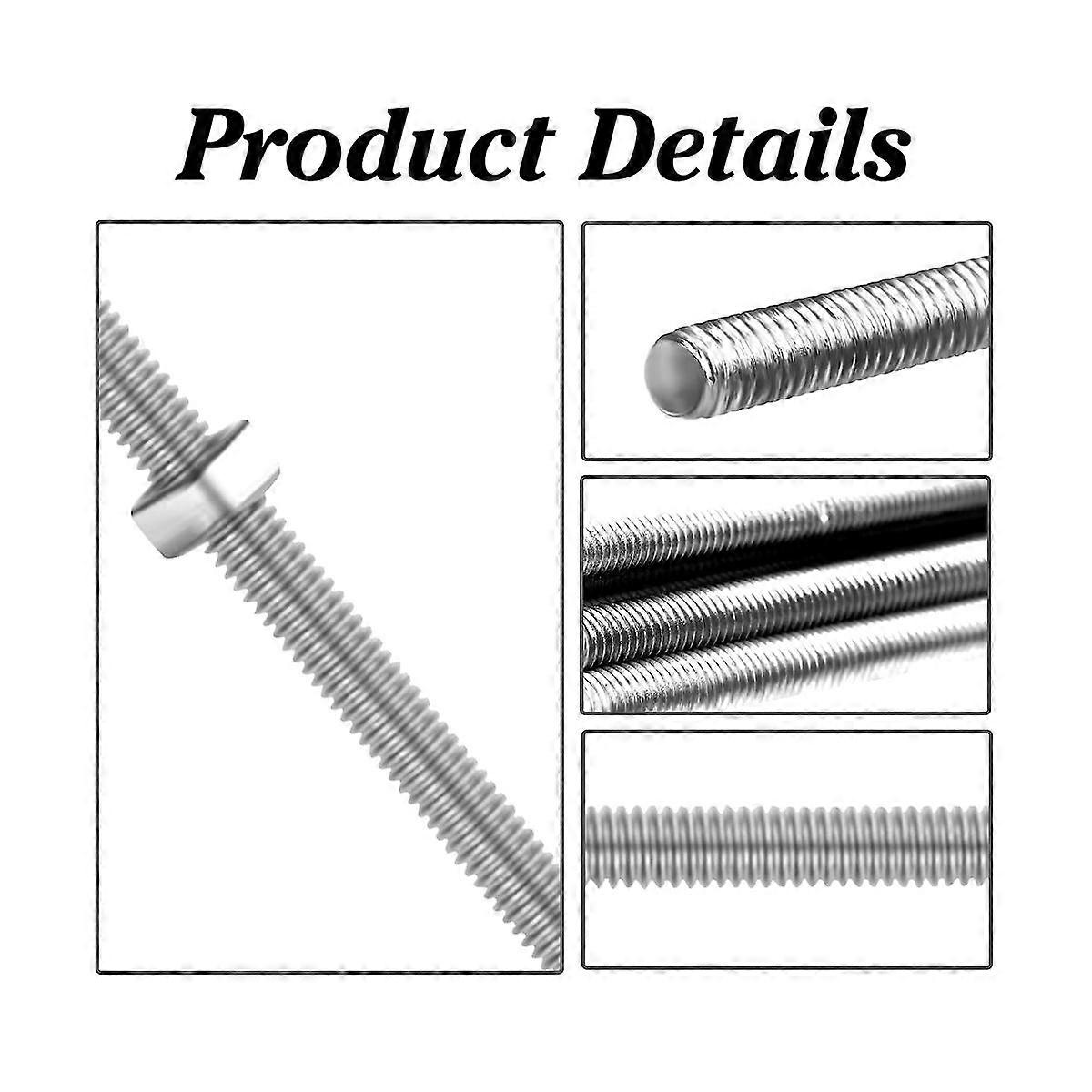 20 Pcs 8/32 Inch Threaded Rod with 20 Pcs Hex Nuts Stainless Steel ...