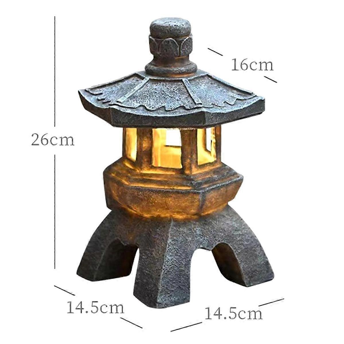 Garden Accessory Ornament Solar Powered Resin Pagoda Lantern Palace ...